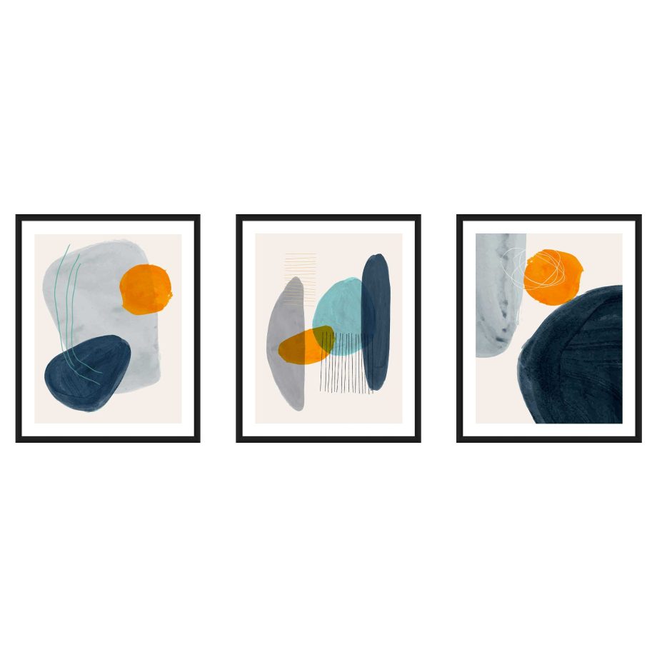 Set de 3 Cuadros Collage Abstracto - Divinas Tienda de Cuadros
